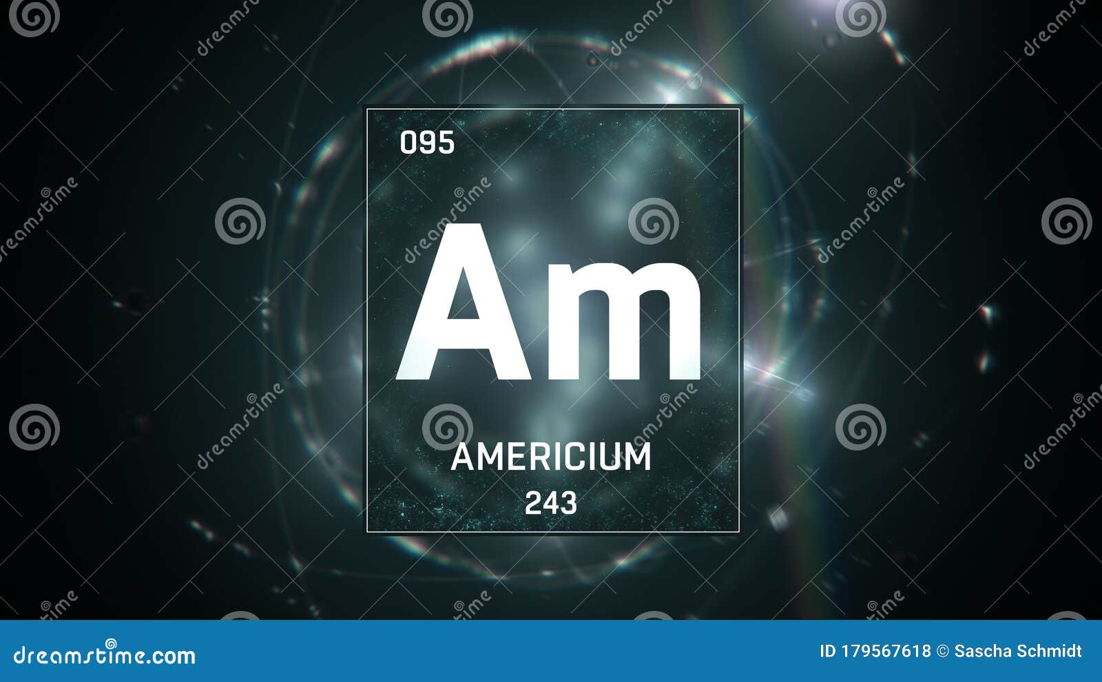 Americium As Element 95 of the Periodic Table 3D Illustration on Green ...