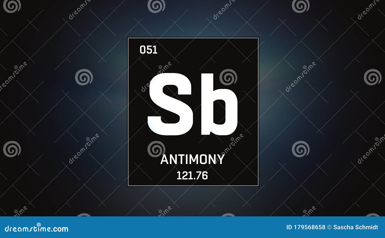 Antimony As Element 51of the Periodic Table 3D Illustration on Grey ...