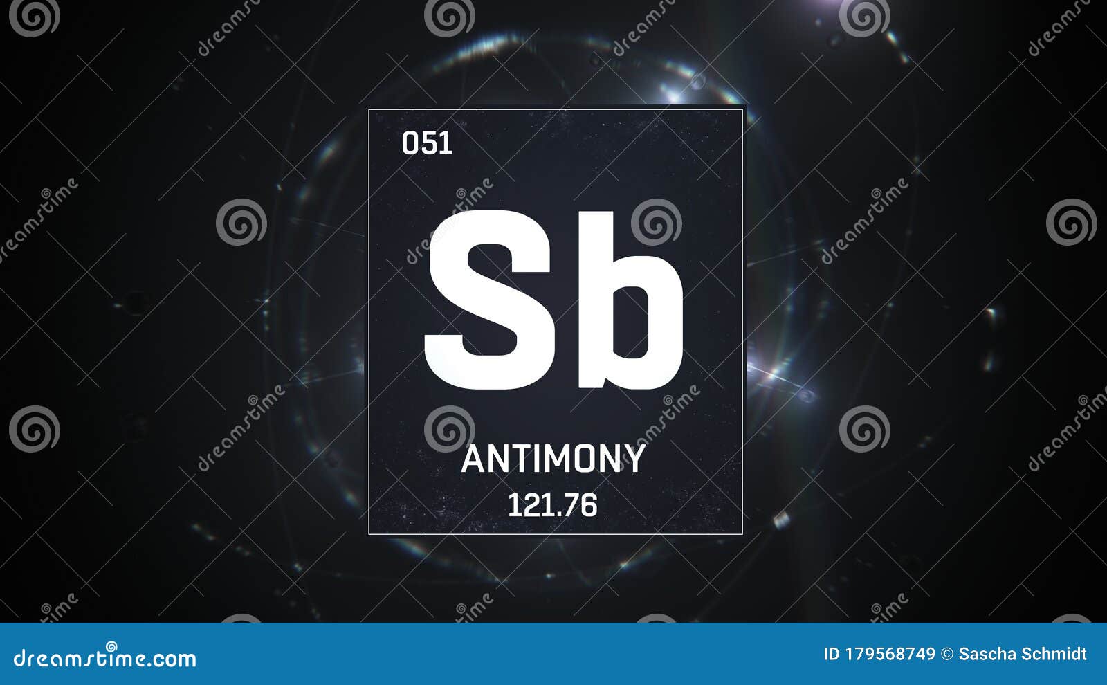 Antimony As Element 51of the Periodic Table 3D Illustration on Silver ...