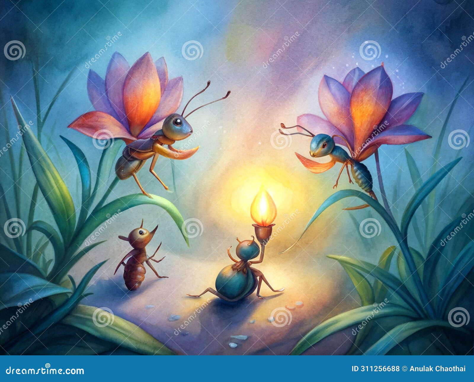 3d Illustration of Ants on a Blue Background with Space for Text AI ...