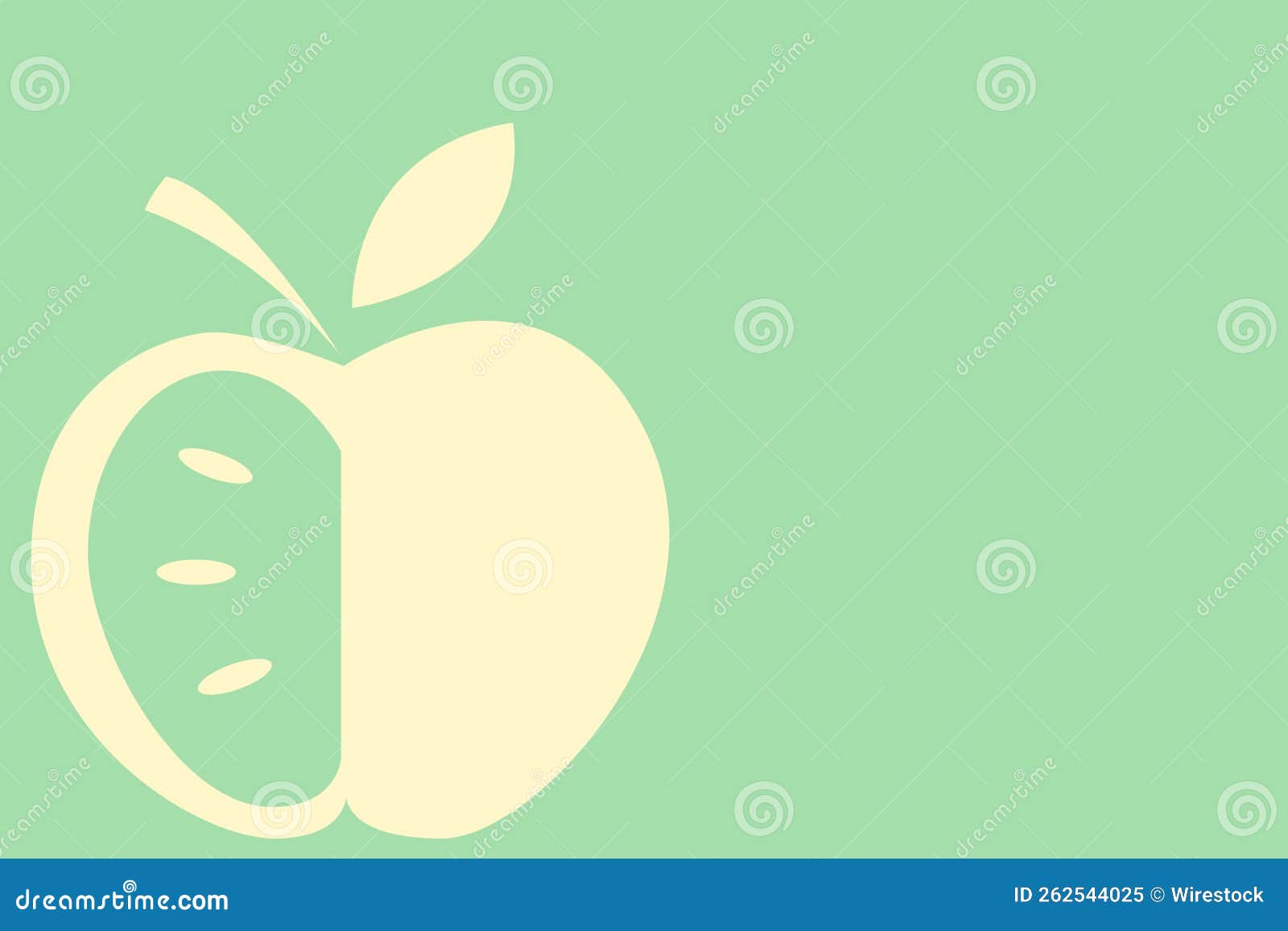 2d Illustration of an Apple on a Green Background Stock Illustration ...