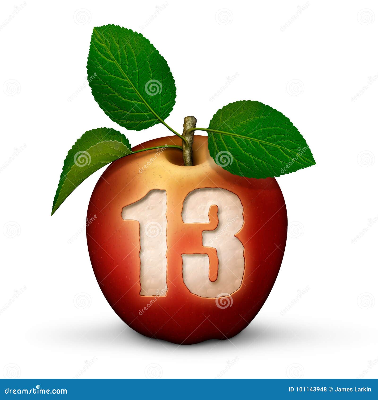 Apple with Number 13 stock illustration. Illustration of food - 101143948