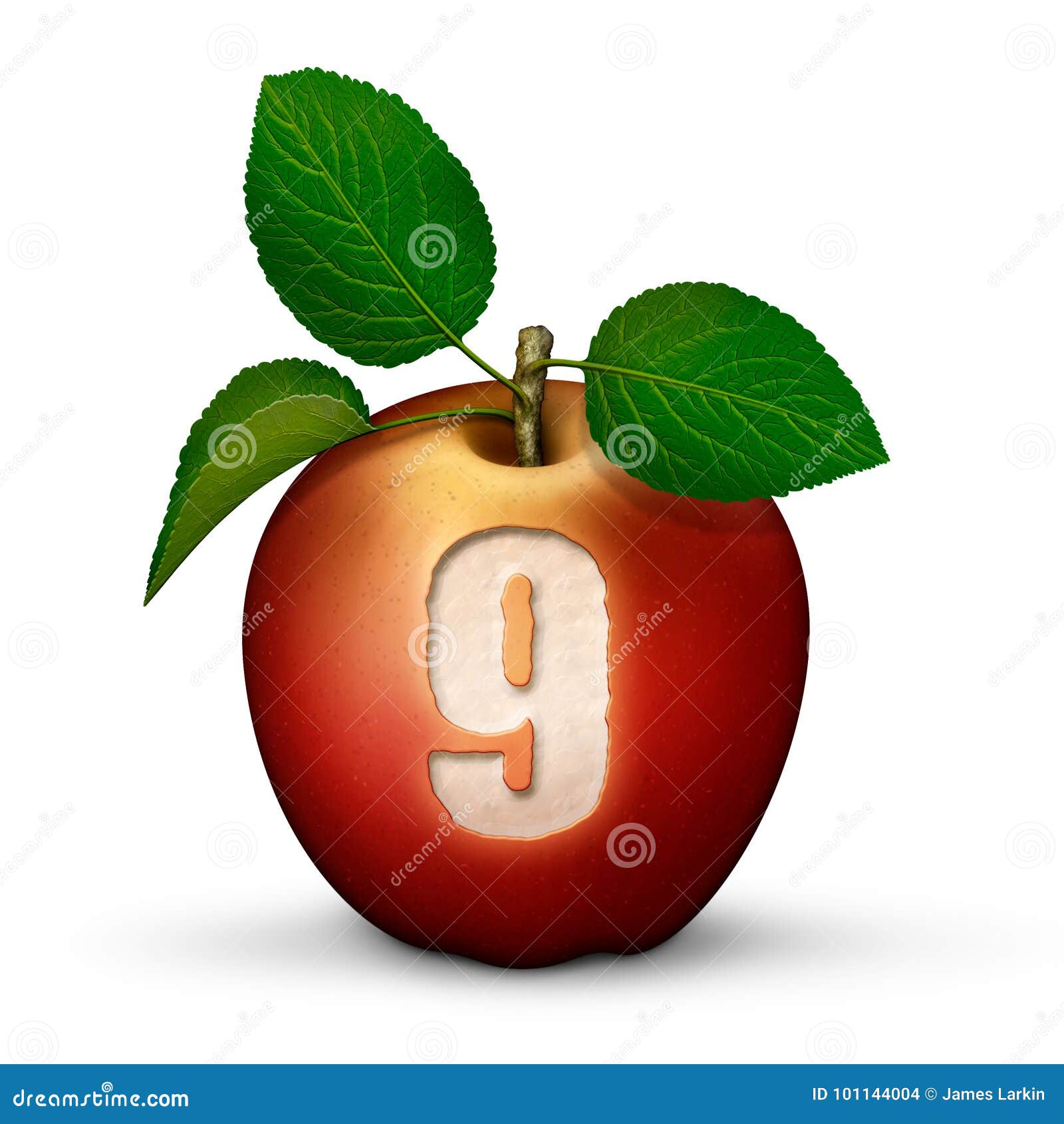 Apple with Number 9 stock illustration. Illustration of date - 101144004