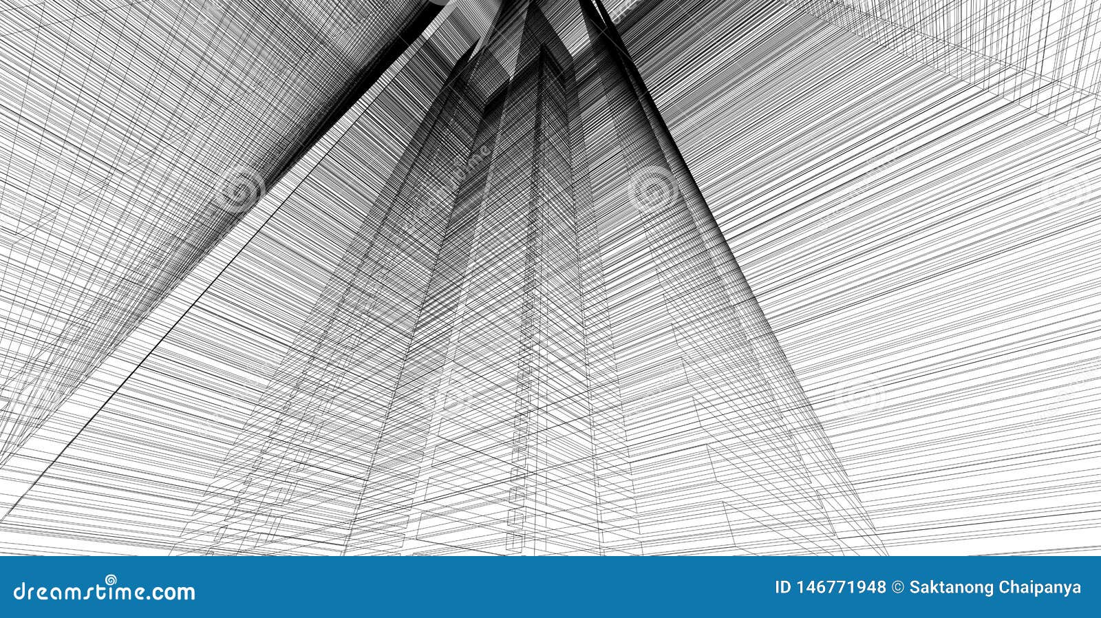 3D Illustration Architecture Building Perspective Lines Stock ...