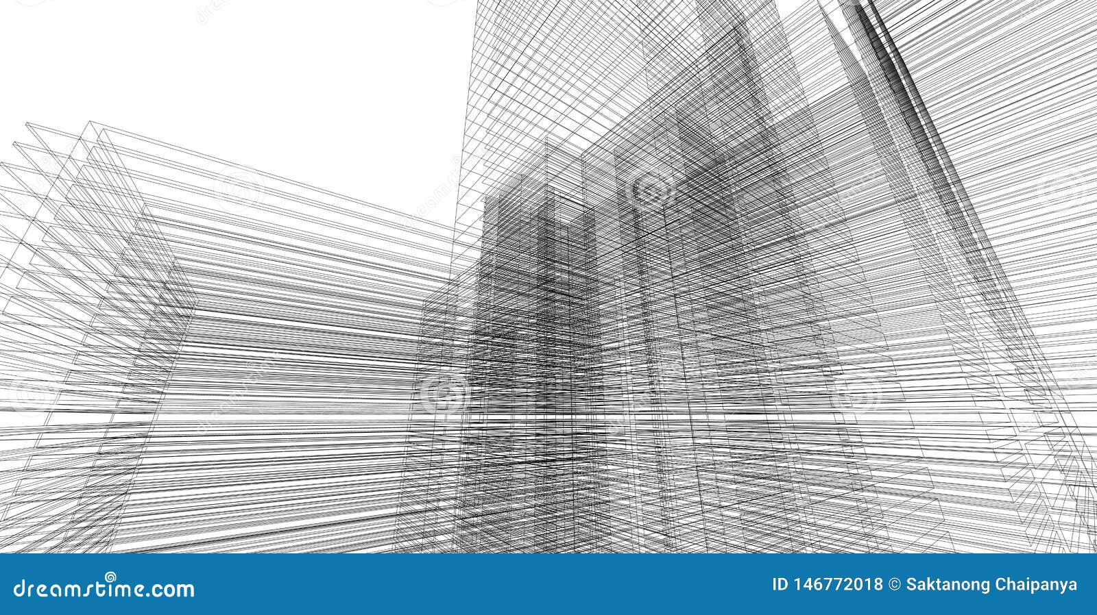 3D Illustration Architecture Building Perspective Lines Stock ...