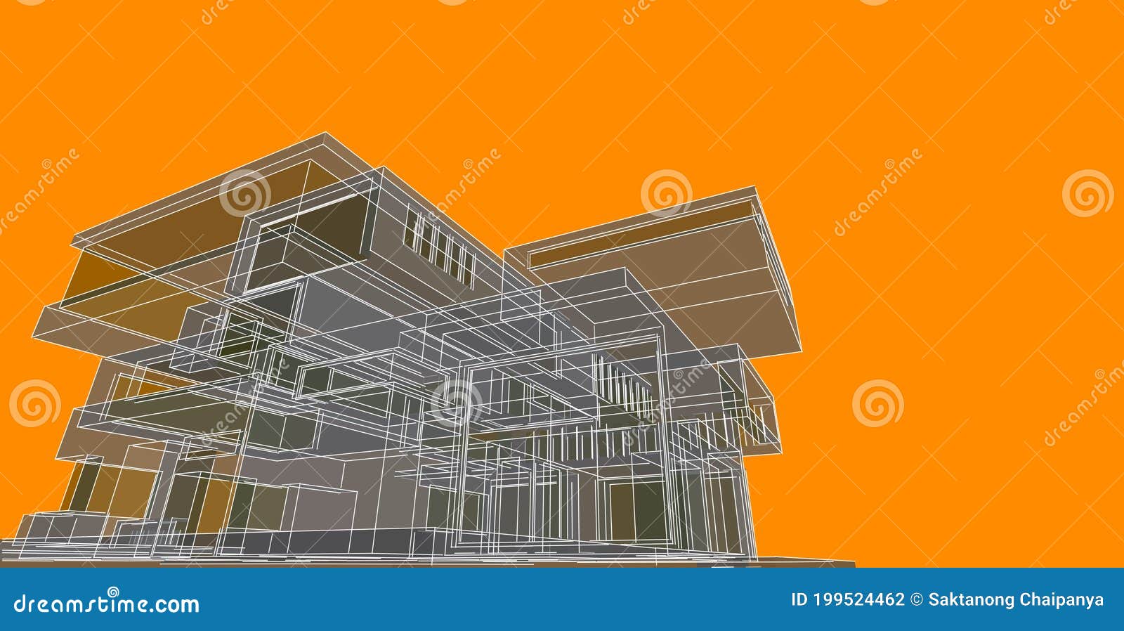 3D Illustration Architecture Building Perspective Lines Stock ...