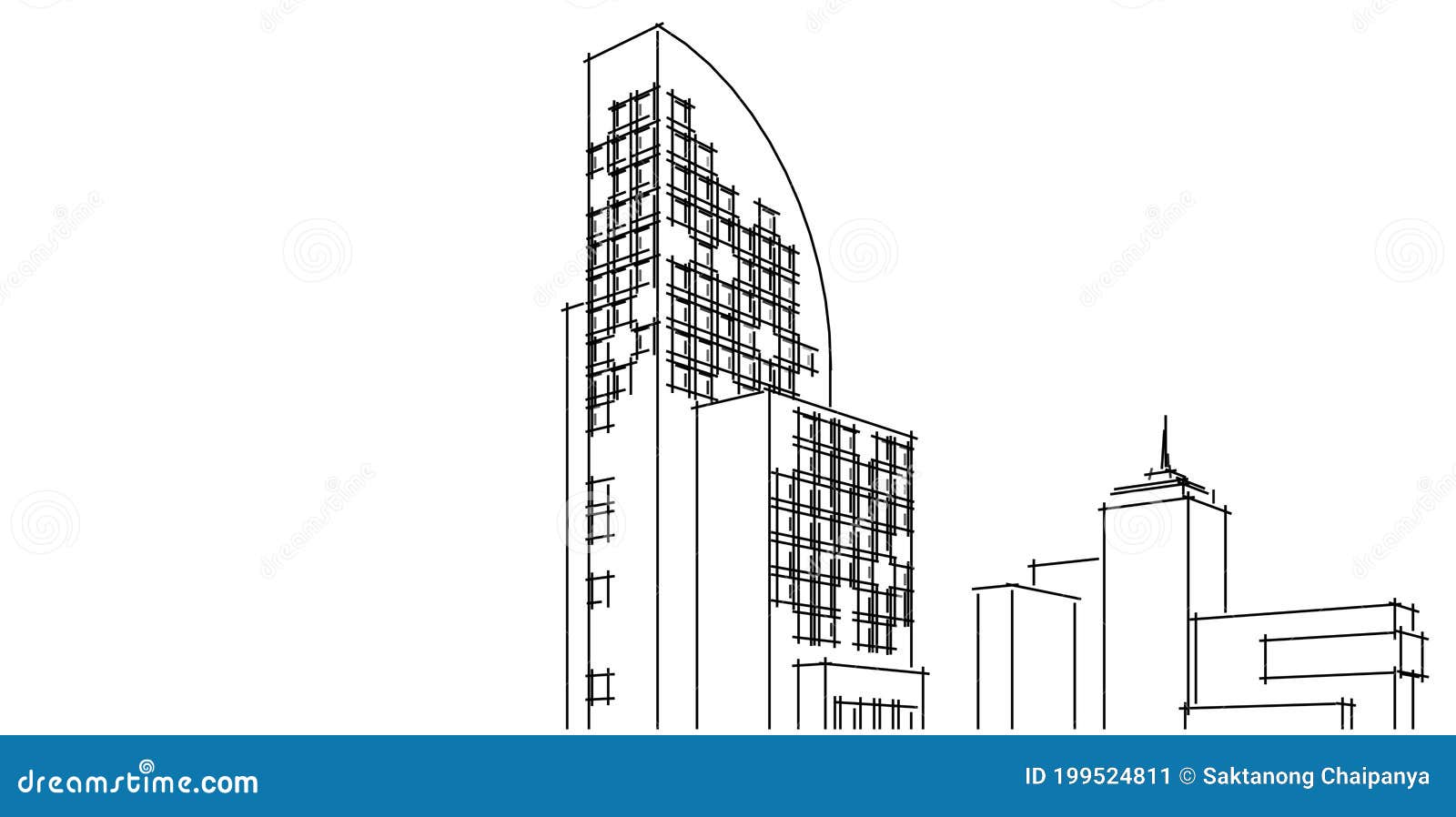 3D Illustration Architecture Building Perspective Lines Stock ...