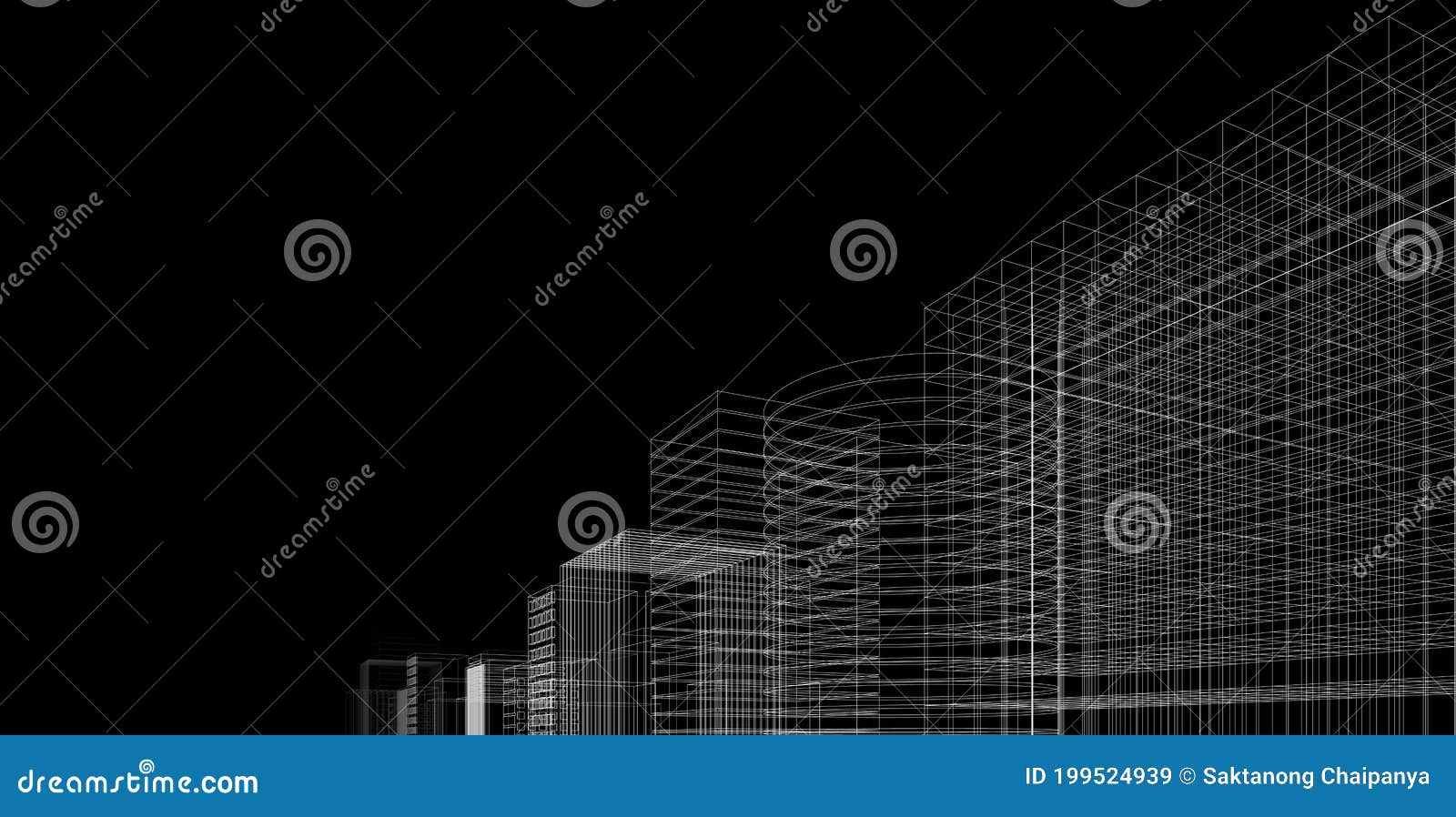 3D Illustration Architecture Building Perspective Lines Stock ...