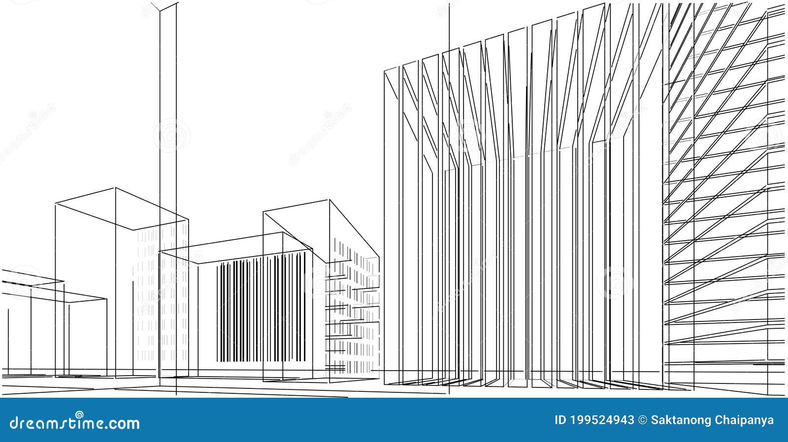 3D Illustration Architecture Building Perspective Lines Stock ...