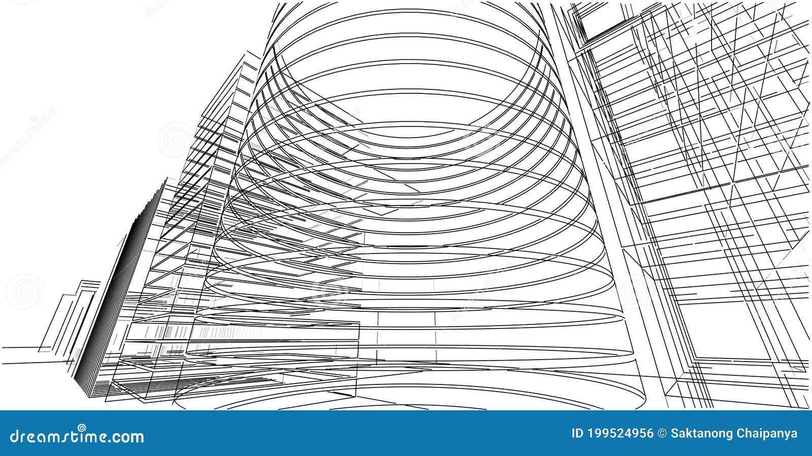 3D Illustration Architecture Building Perspective Lines Stock ...