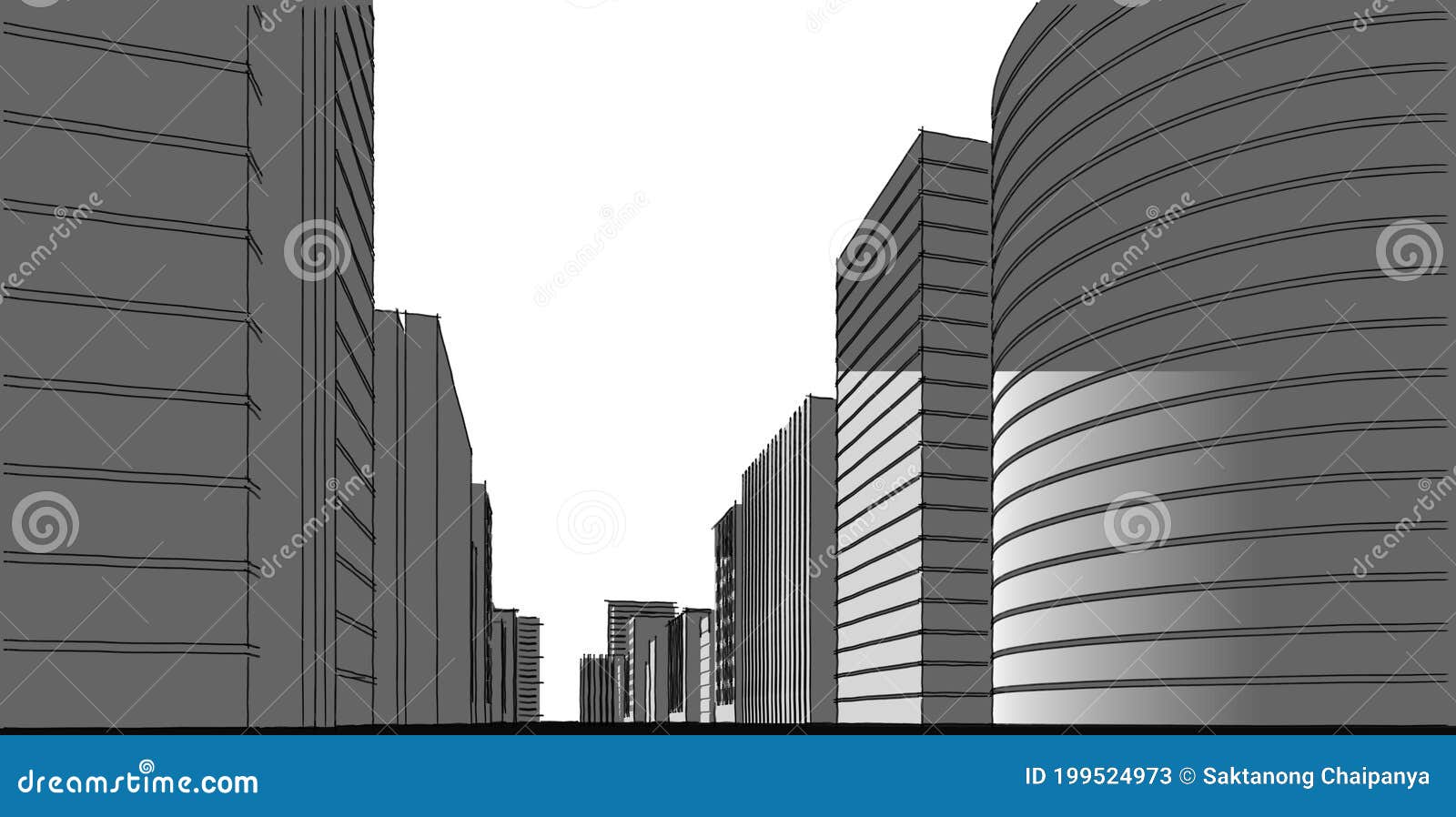 3D Illustration Architecture Building Perspective Lines Stock ...