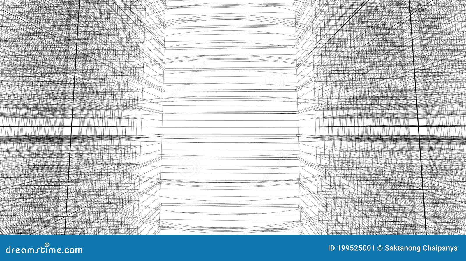 3D Illustration Architecture Building Perspective Lines Stock ...