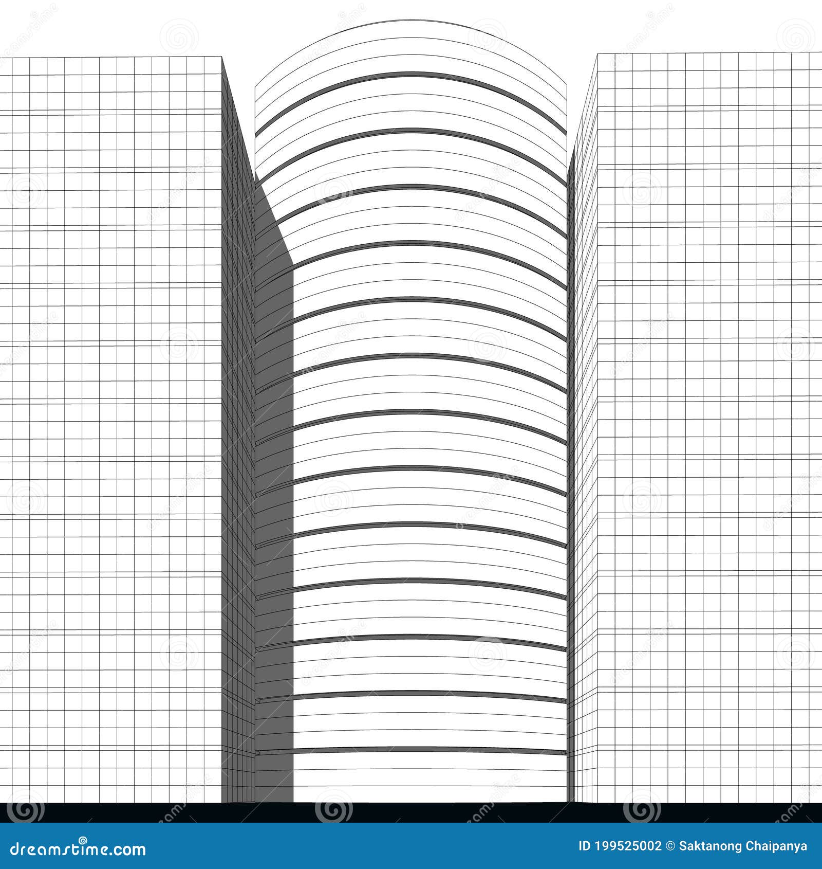 3D Illustration Architecture Building Perspective Lines Stock ...