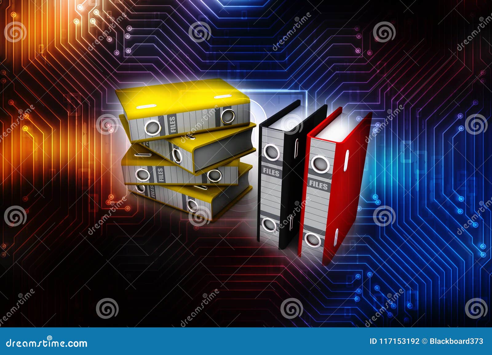 3d Illustration of Archive Folders Stack Stock Illustration ...