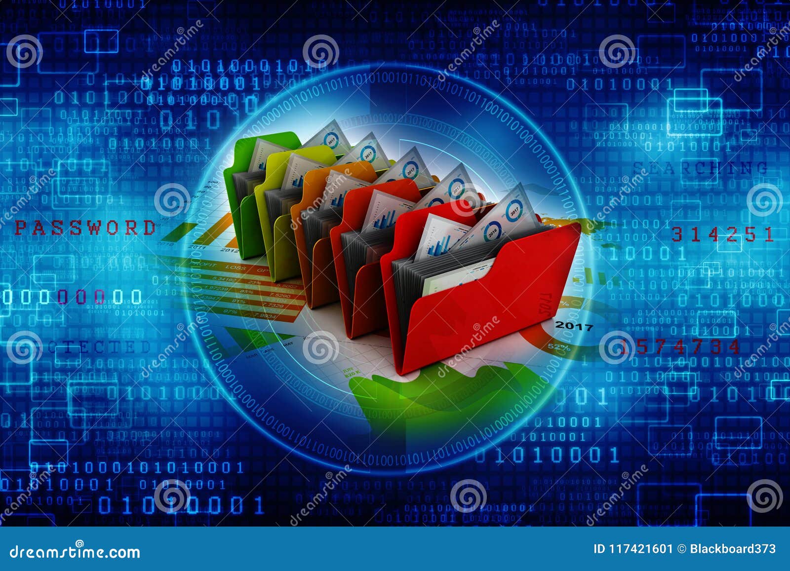 3d Illustration of Archive Folders Stack Stock Illustration ...