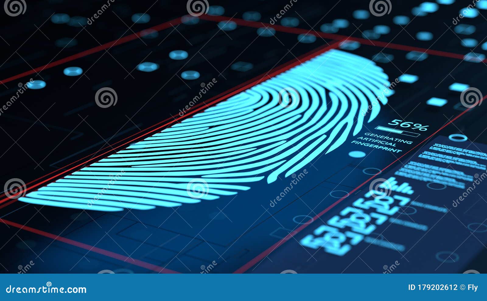 3d Illustration of Artificial Fingerprint Generating Concept Interface ...