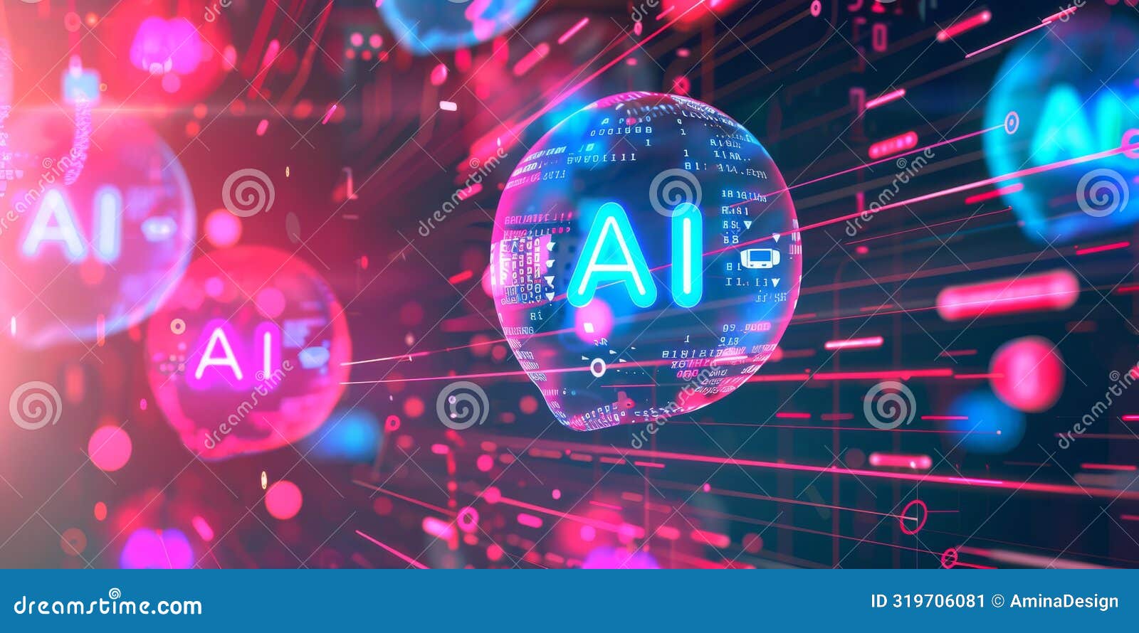 3d Illustration for Artificial Intelligence Concept.Digital ...