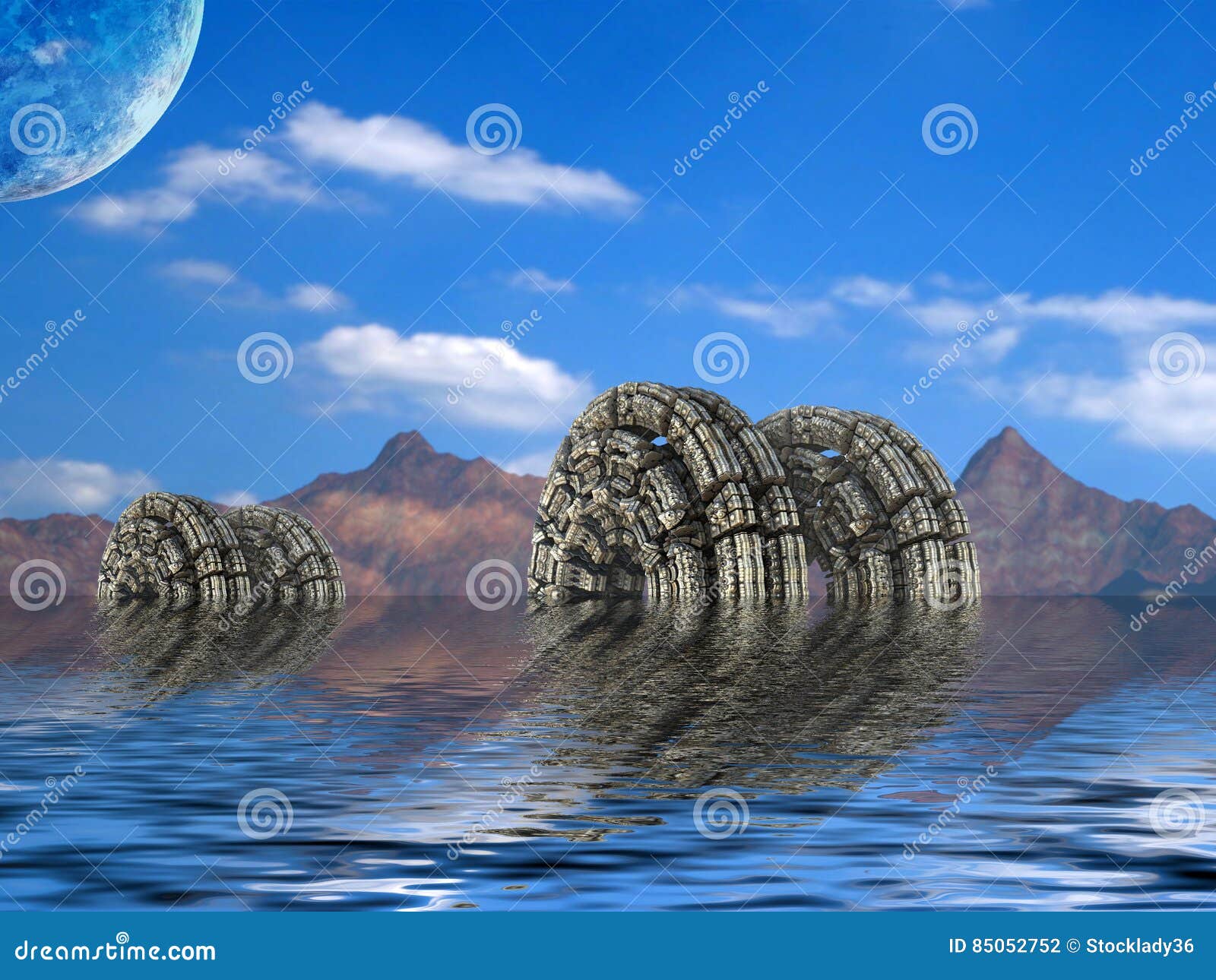 3D Illustration Artwork of Virtual Scenery Stock Illustration ...