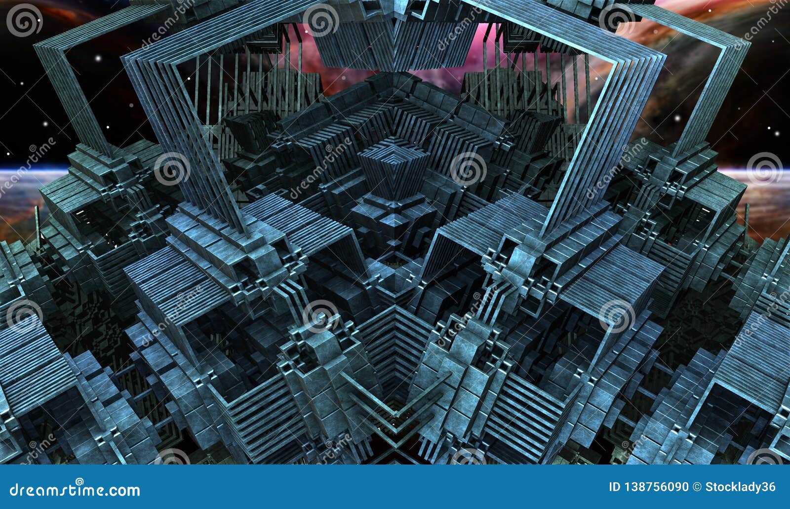 3D Illustration Artwork of Virtual Scenery Stock Illustration ...