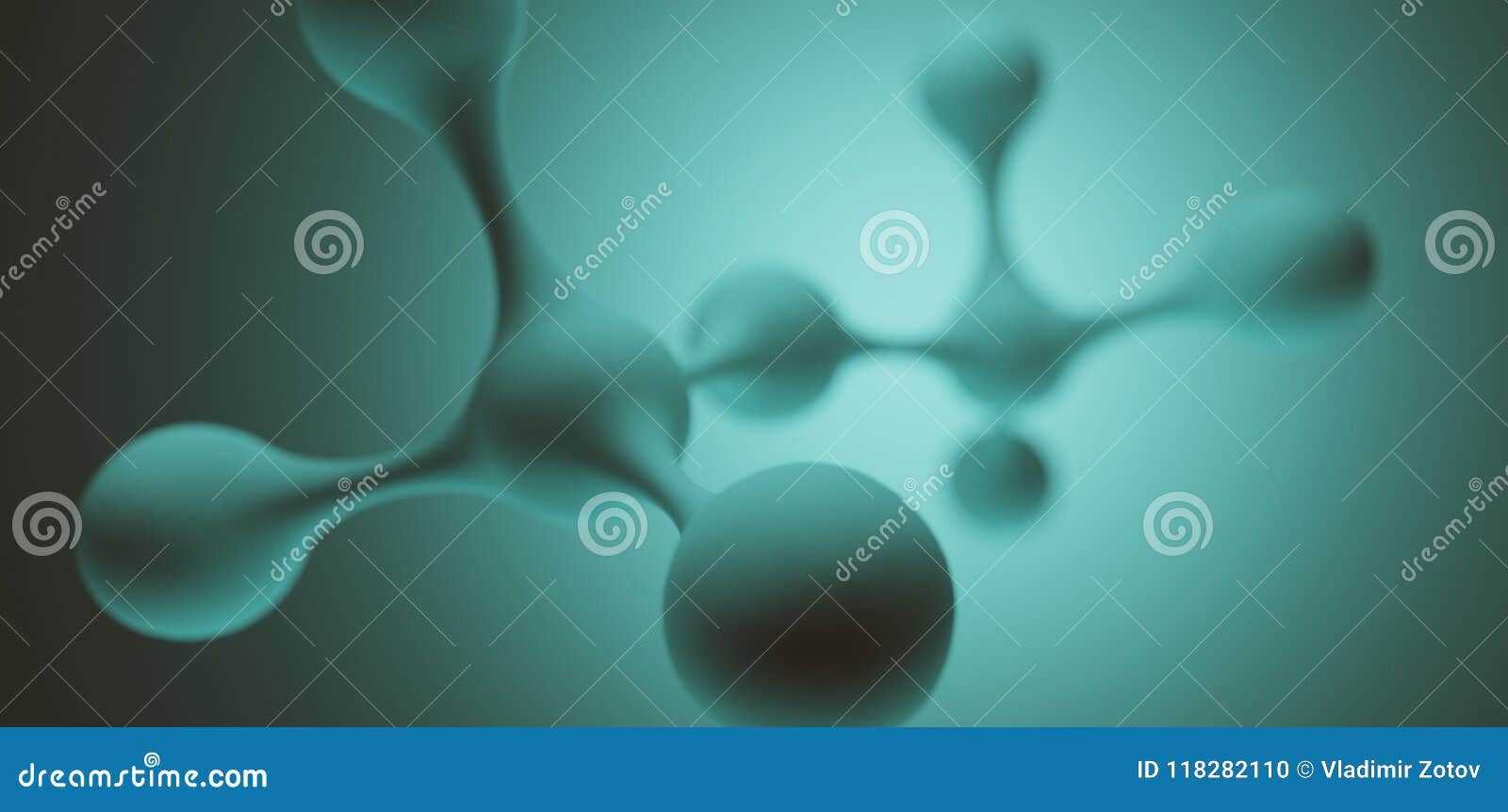 3D Illustration. Atom Connection Concept. Abstrack Background. Science ...