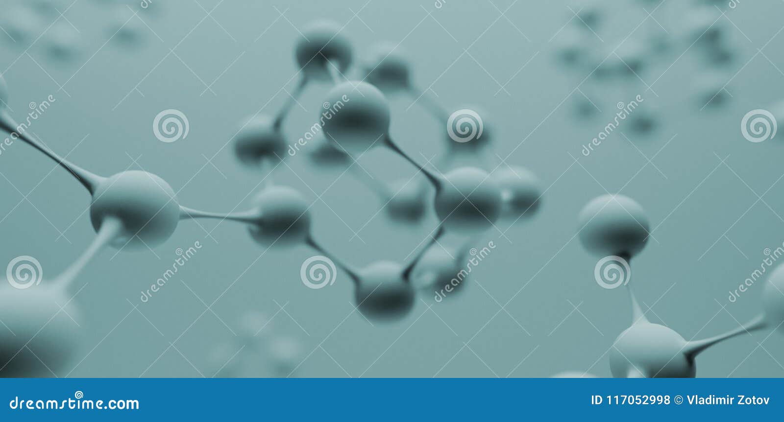 3D Illustration. Atom Connection Concept. Abstrack Background. Science ...