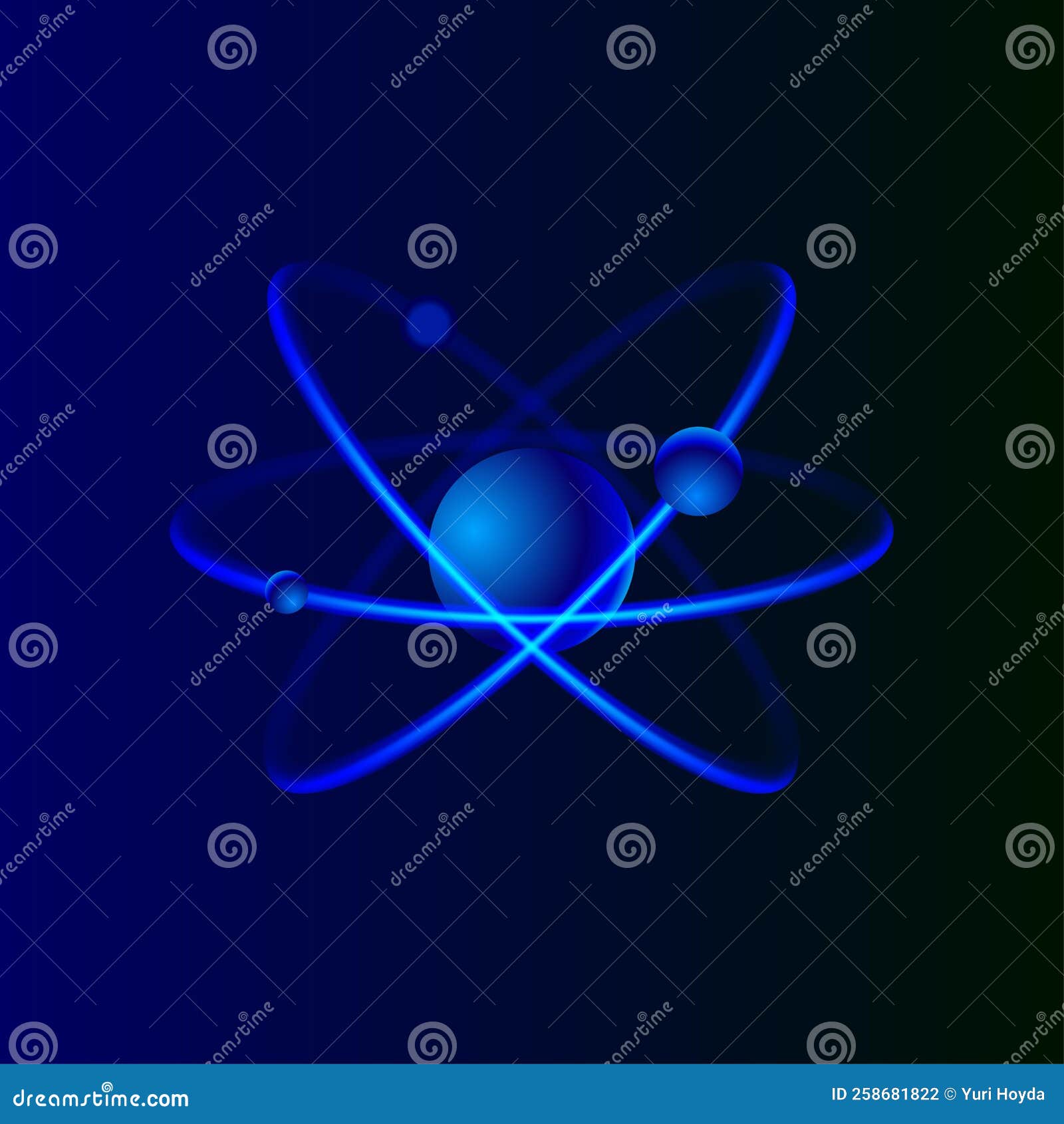 3D Illustration of Atom Surrounded by Electrons. Nuclear Atom. 3d Cell ...