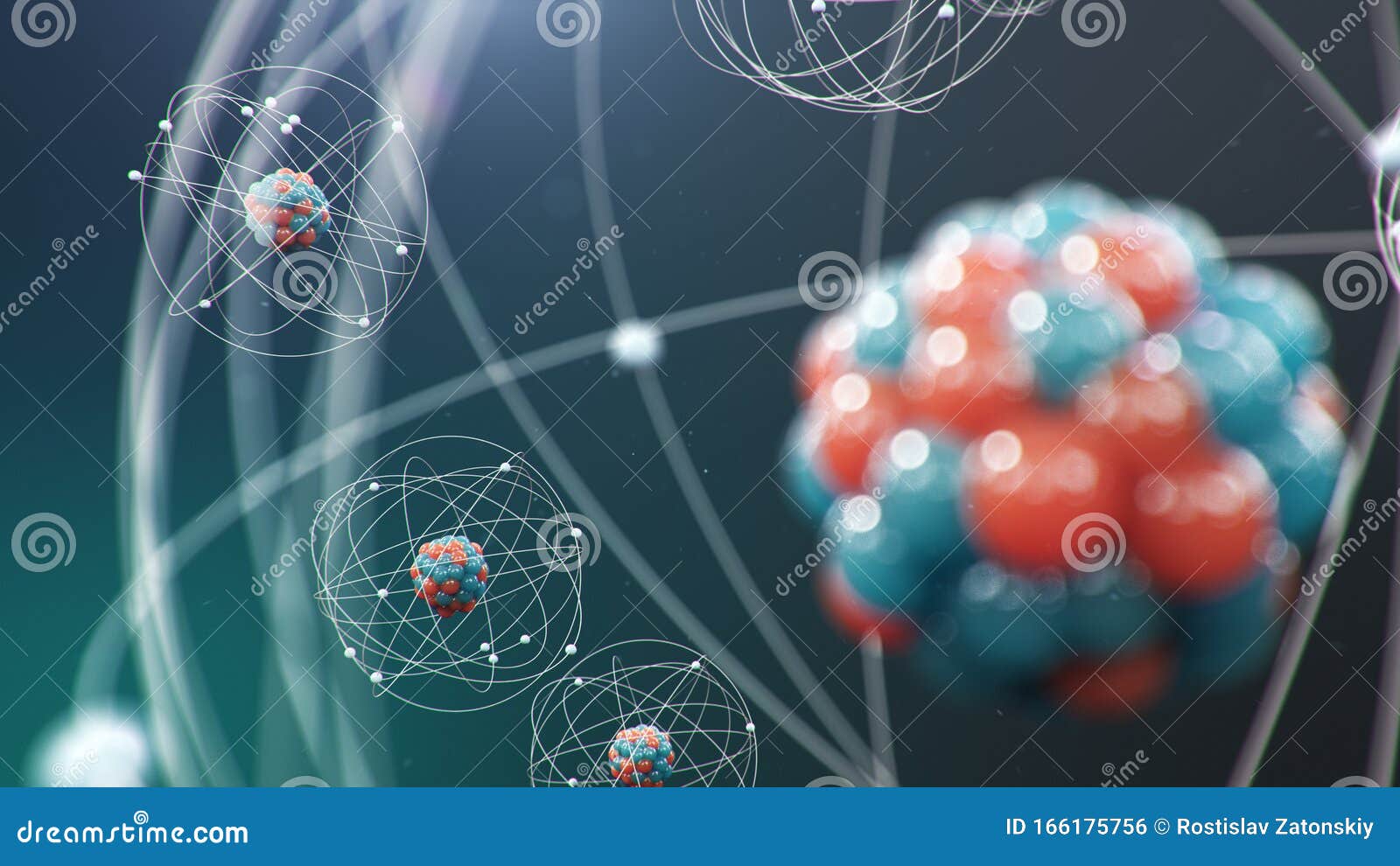 3D Illustration Atomic Structure. Atom is the Smallest Level of Matter ...