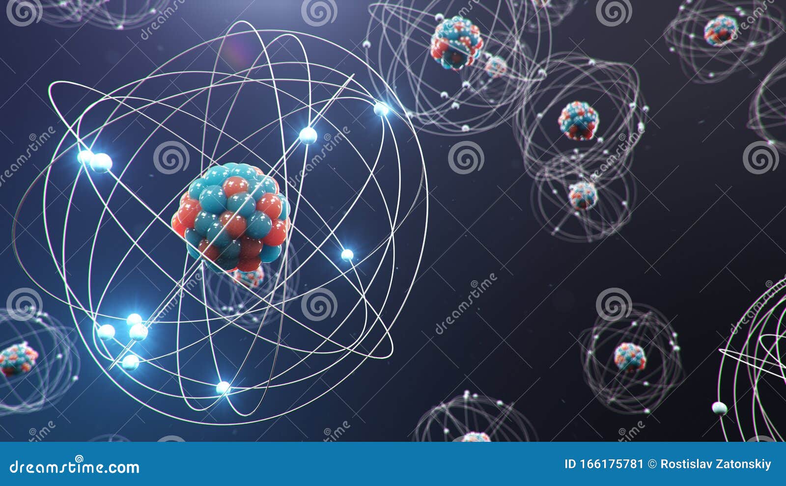 3D Illustration Atomic Structure. Atom is the Smallest Level of Matter ...
