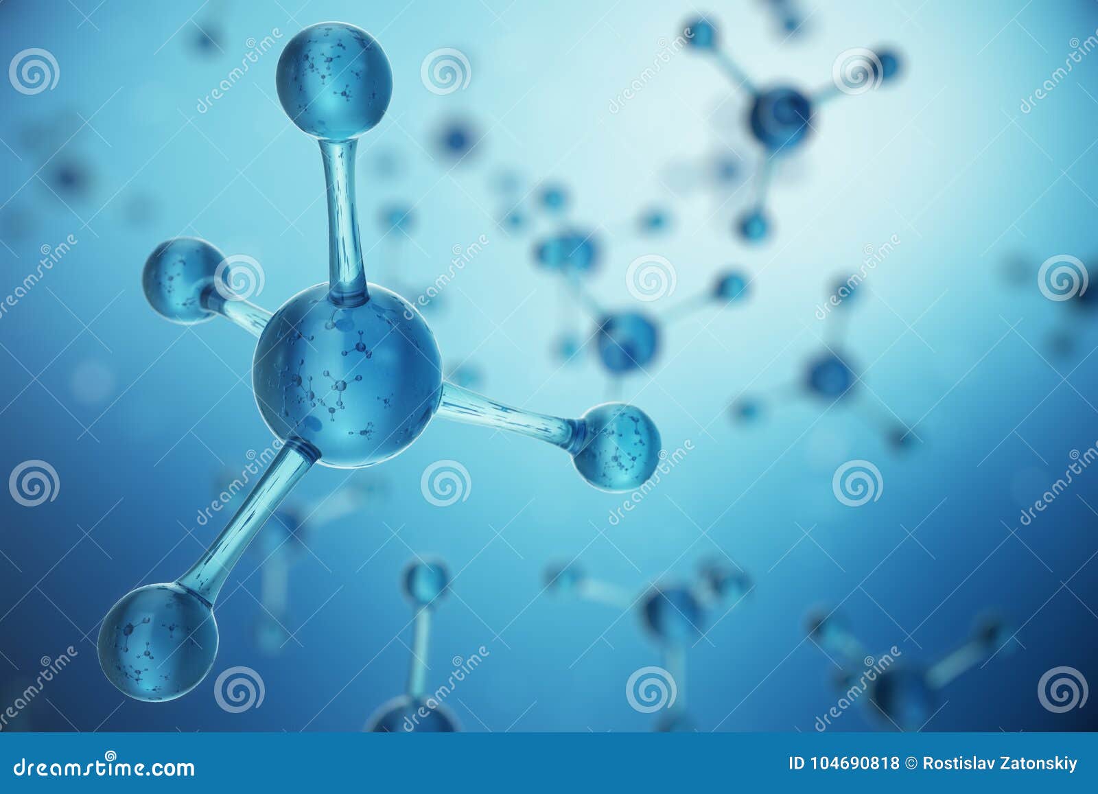 3D Illustration Atoms Structure. Science or Medical Background with ...