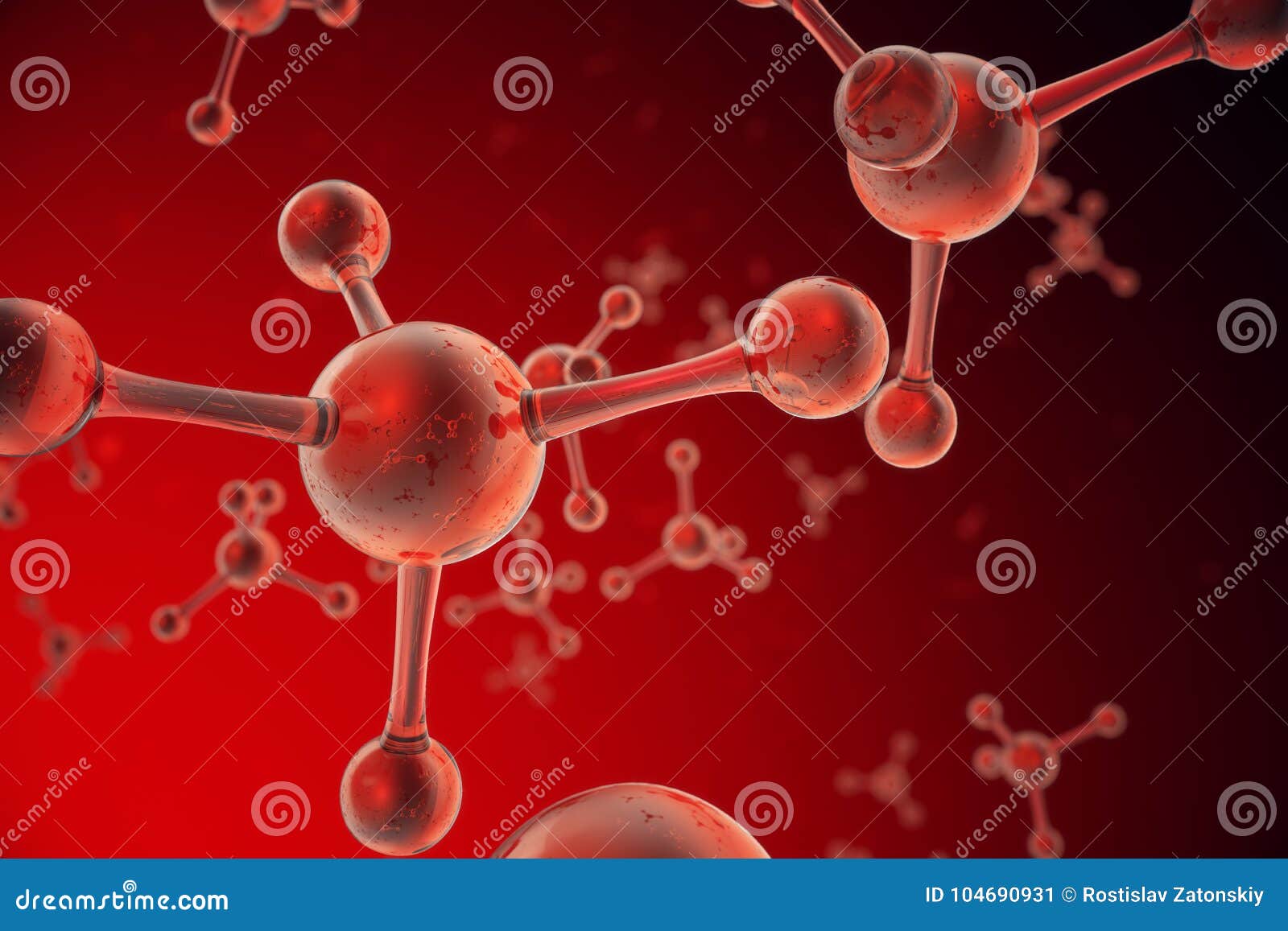 3D Illustration Atoms Structure. Science or Medical Background with ...