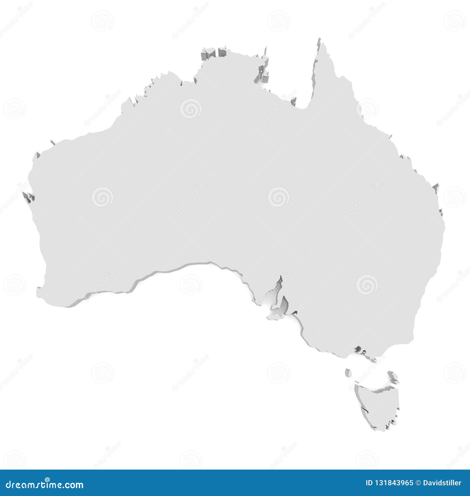 3d Illustration of Australia Map Isolated on White Background Stock ...