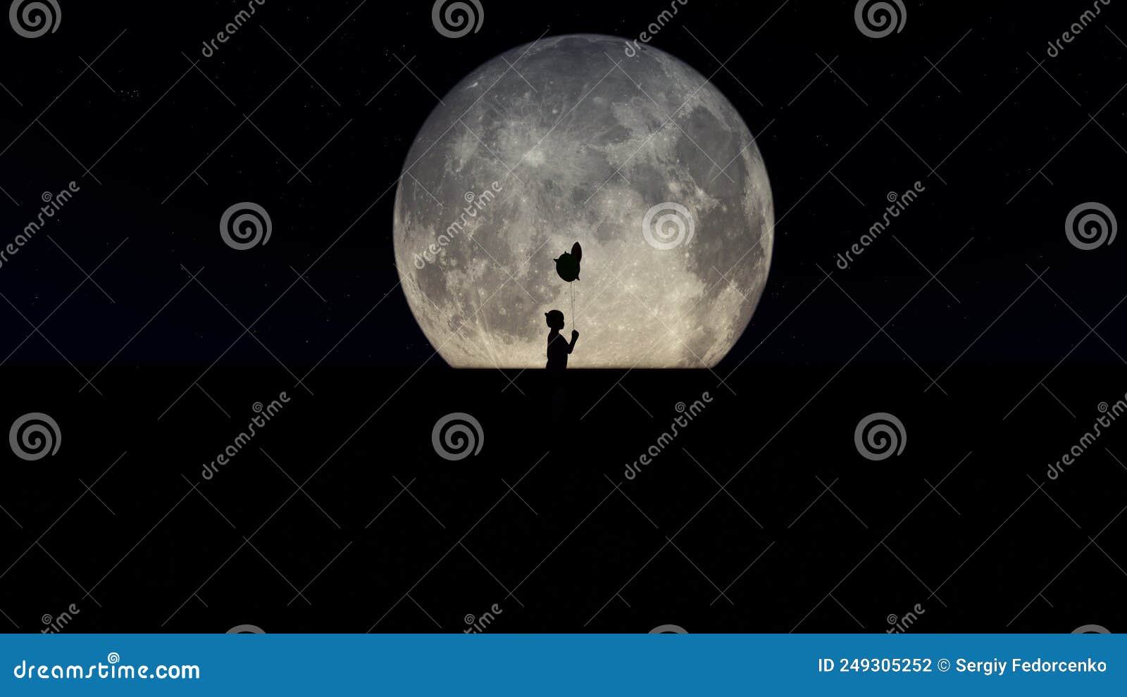 3D Illustration of a Baby with a Ball at Night on a Background of the ...