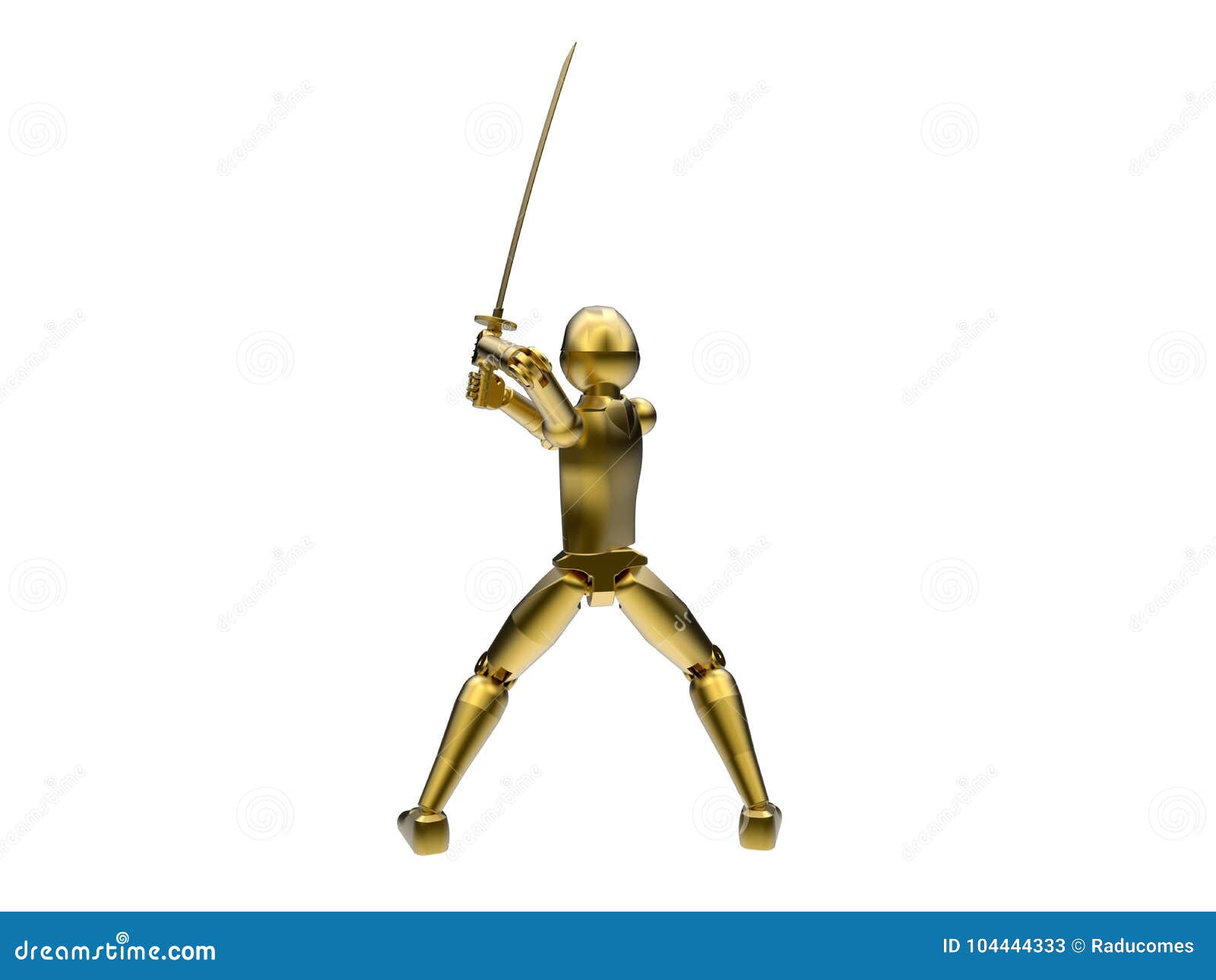 3D Illustration - Back View of a Swordsman Stock Illustration ...