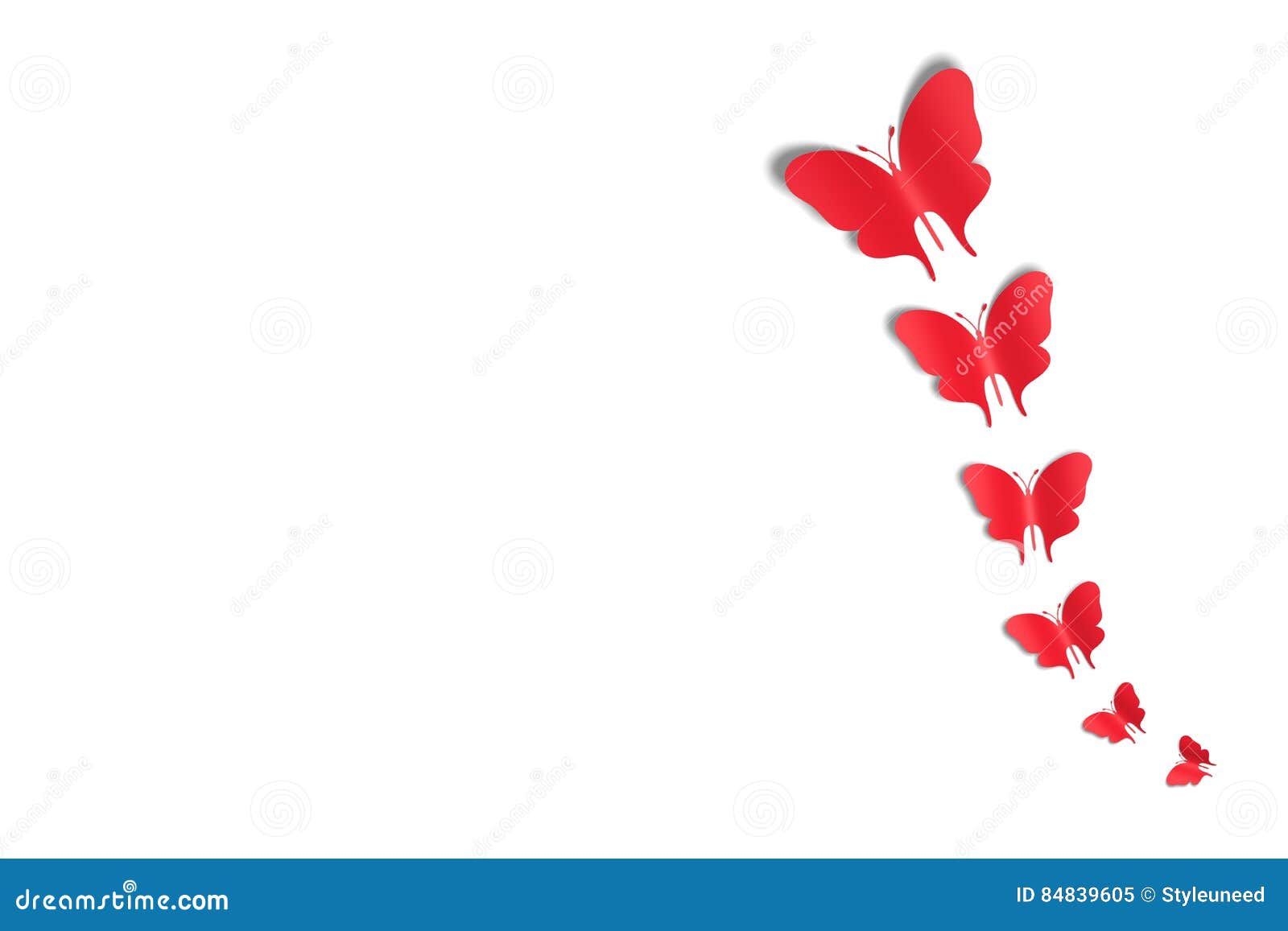3D Illustration Background Red Butterflies in a Row Stock Illustration ...