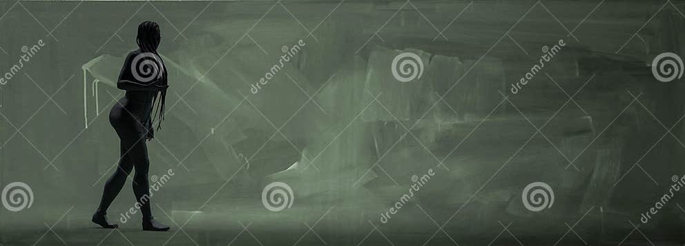 Backlit Model Posing in Studio Stock Illustration - Illustration of ...