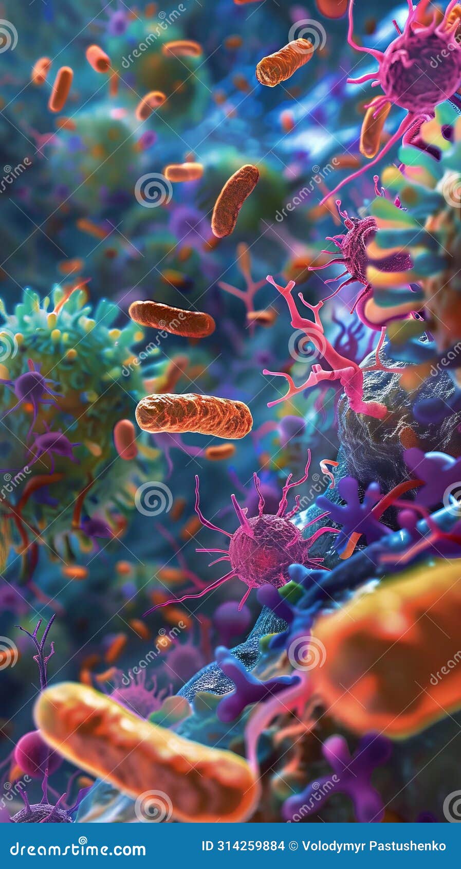A 3d Illustration of Bacteria and Other Organisms Stock Illustration - Illustration of organisms ...