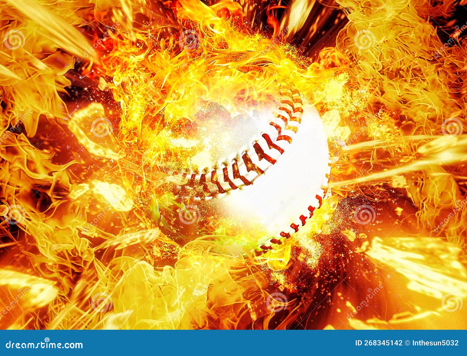 3d Illustration of Baseball Ball Exploding and Burning Stock ...