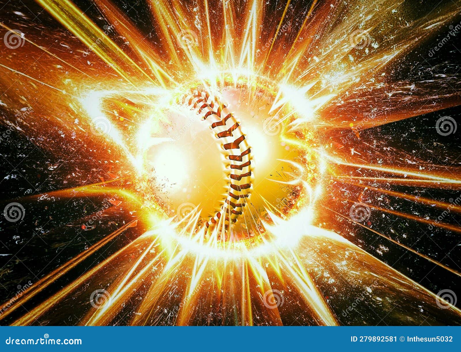3d Illustration of Baseball Ball in Exploding Flames Stock Illustration ...