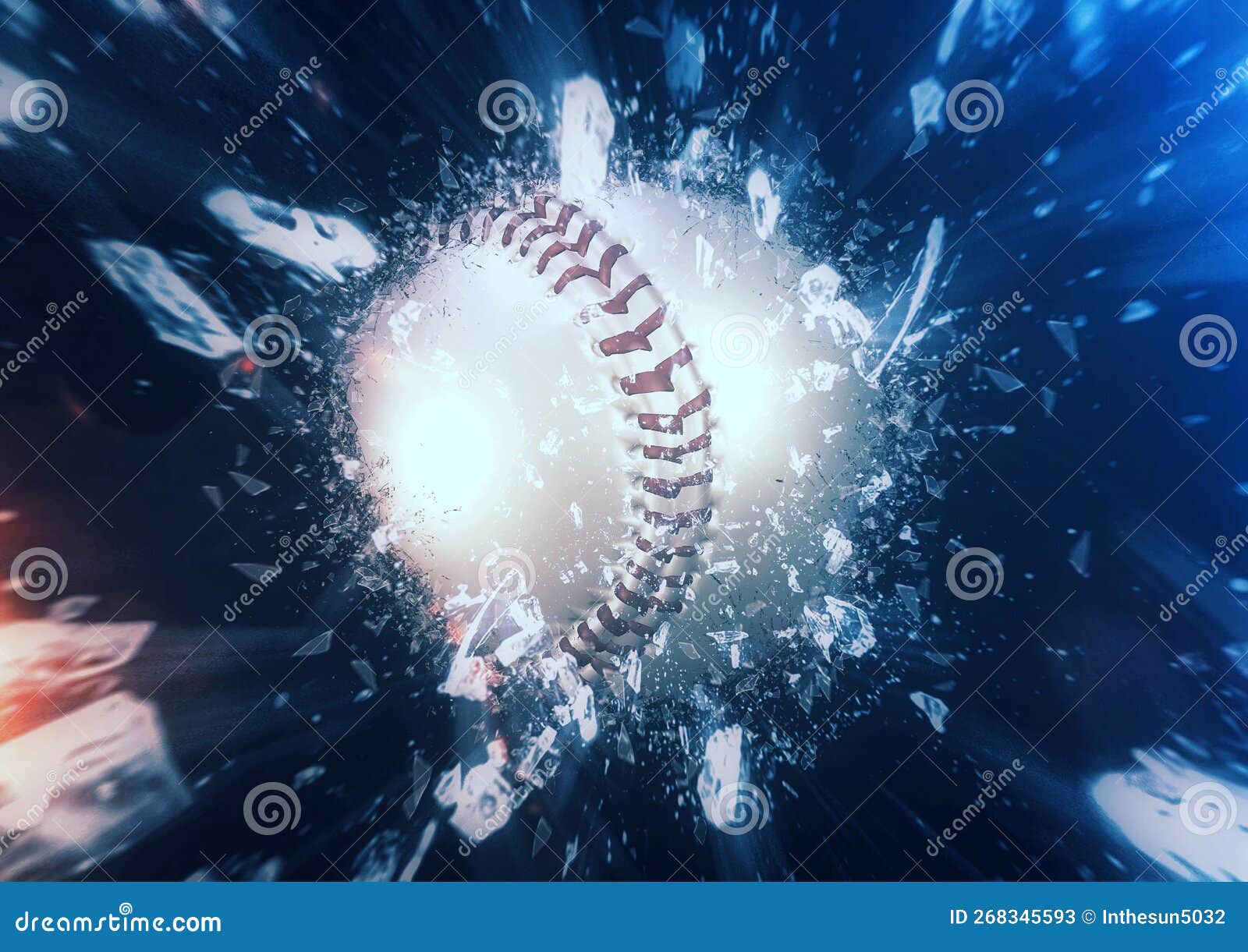3d Illustration of a Baseball Ball Exploding and Scattering Debris ...