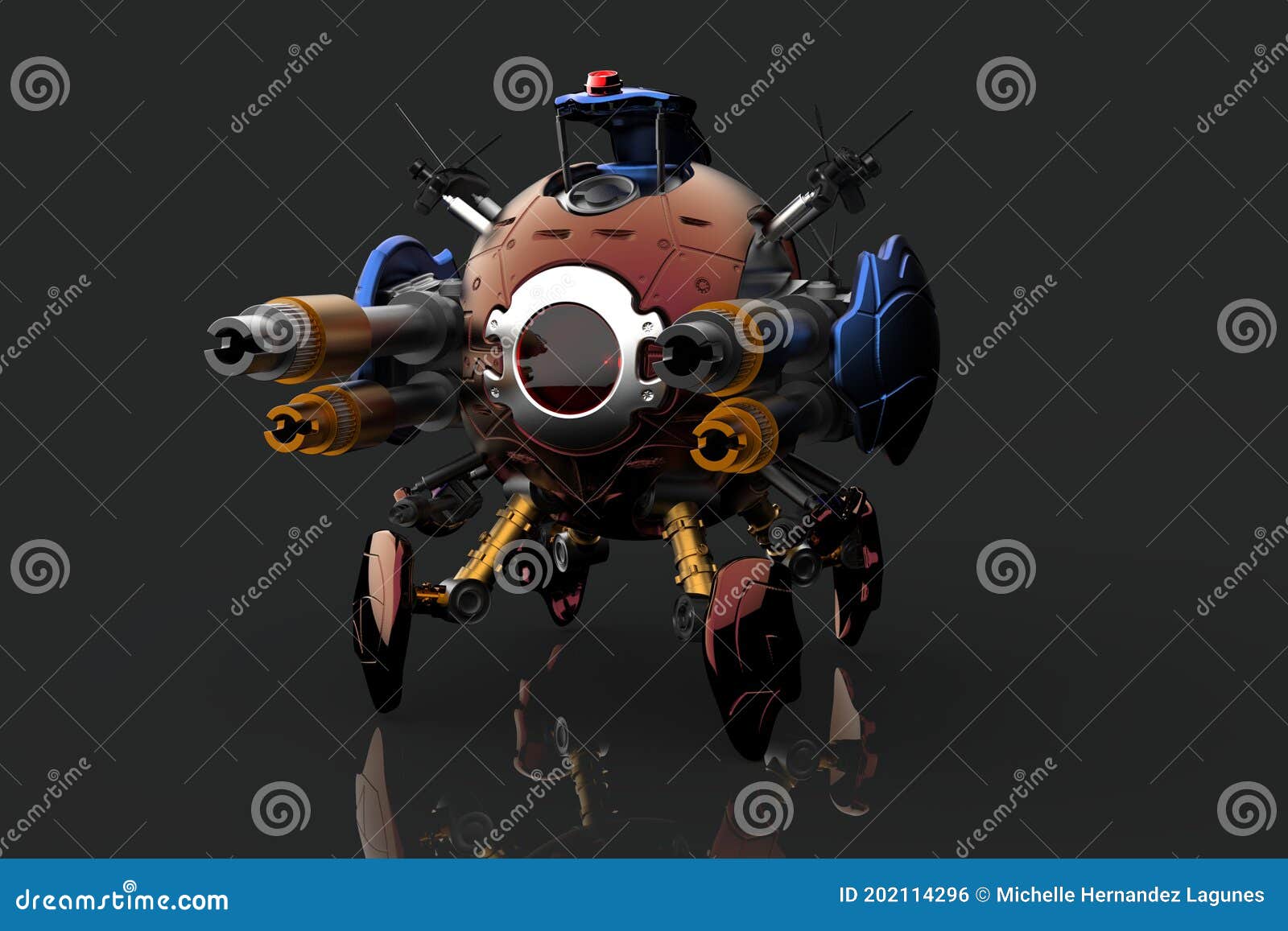 3d Illustration of a Battle Robot with High Stock Illustration ...