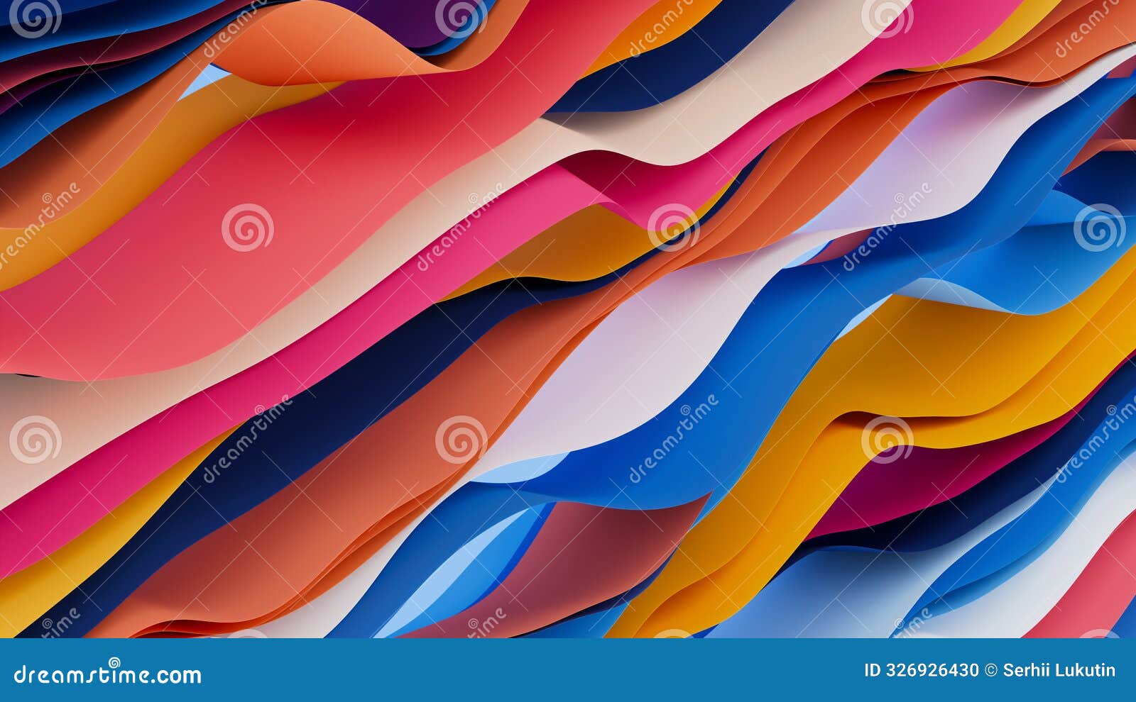 3D Illustration of Beautiful Colorful Soft Surfaces with Wavy Effect ...