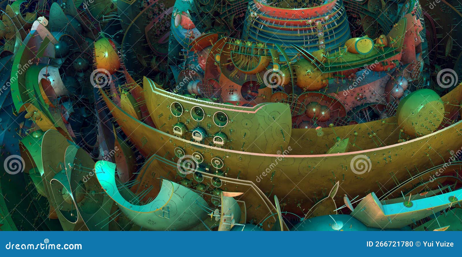 3D Illustration of a Beautiful Fractal Future City Building. Abstract ...