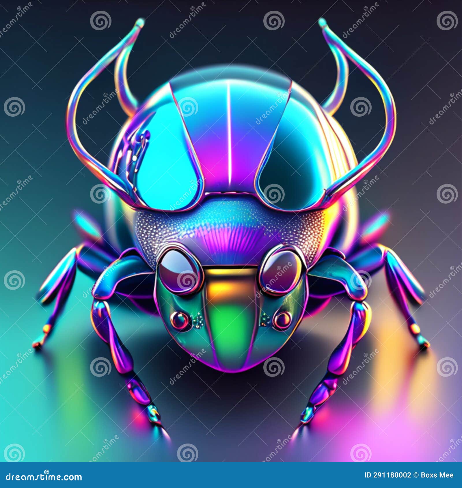 3d Illustration of a Beetle in Neon Light. 3d Rendering Generative AI ...