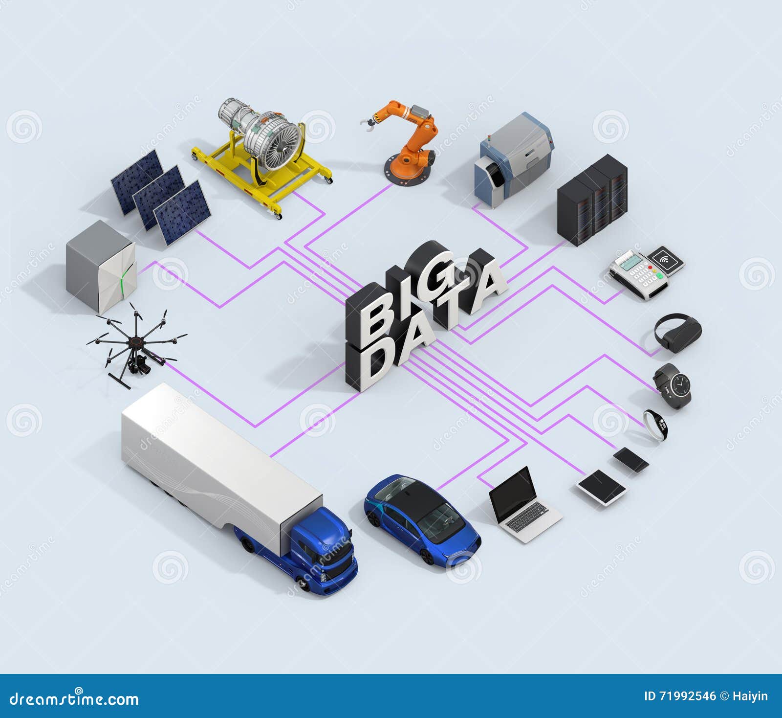 3D Illustration of Big Data Concept Stock Illustration - Illustration ...