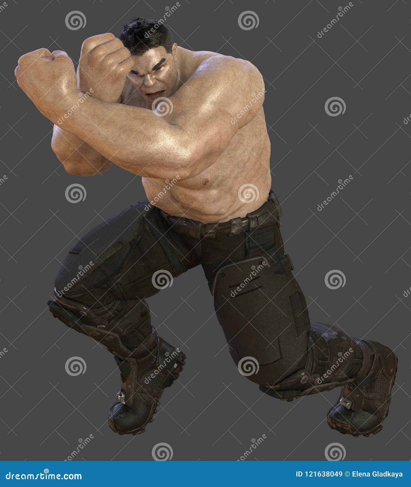 3D Illustration Big Giant Isolated on Gray Stock Illustration ...