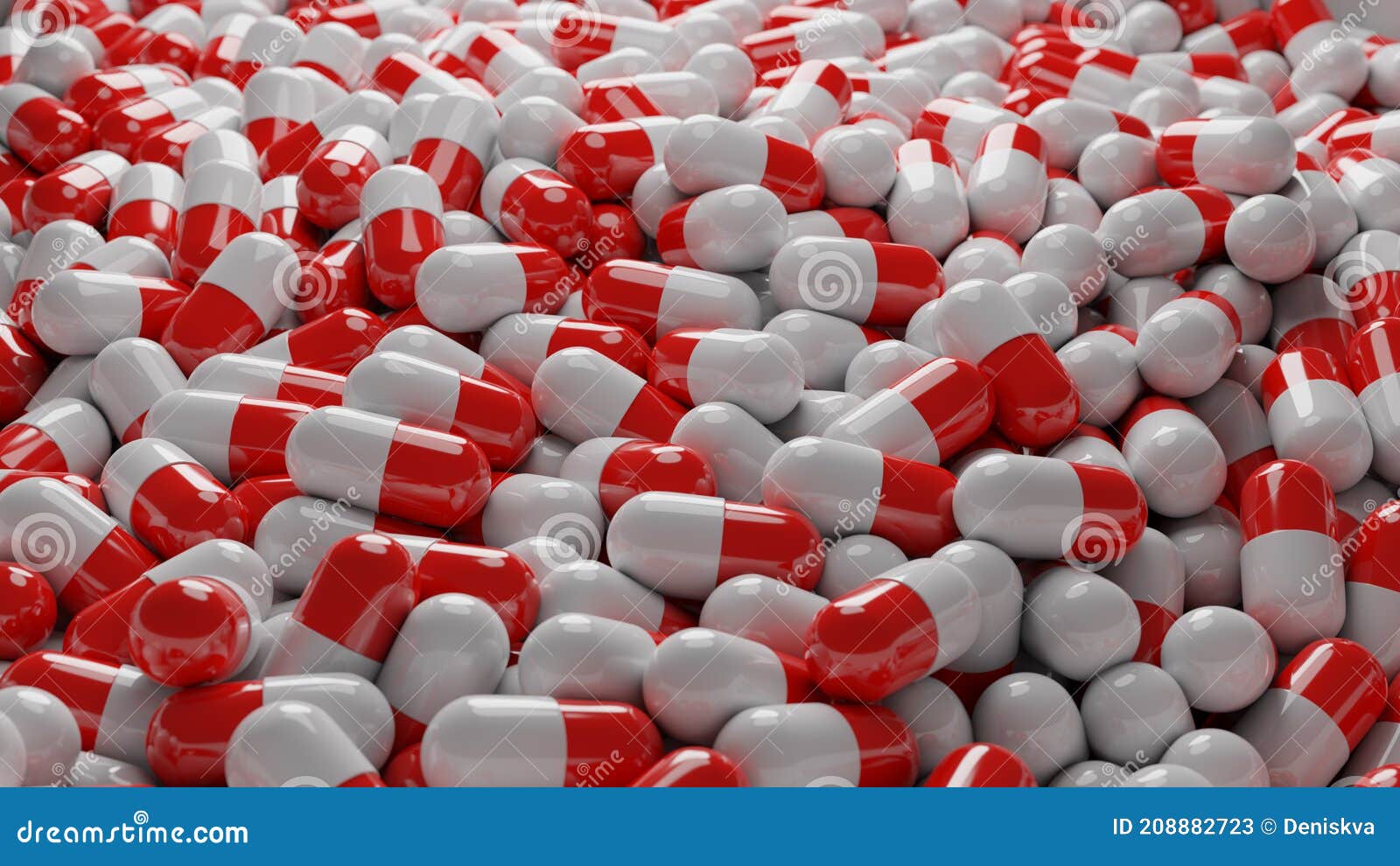 3D Illustration Big Stack of Red Medical Pills and Capsules Stock ...