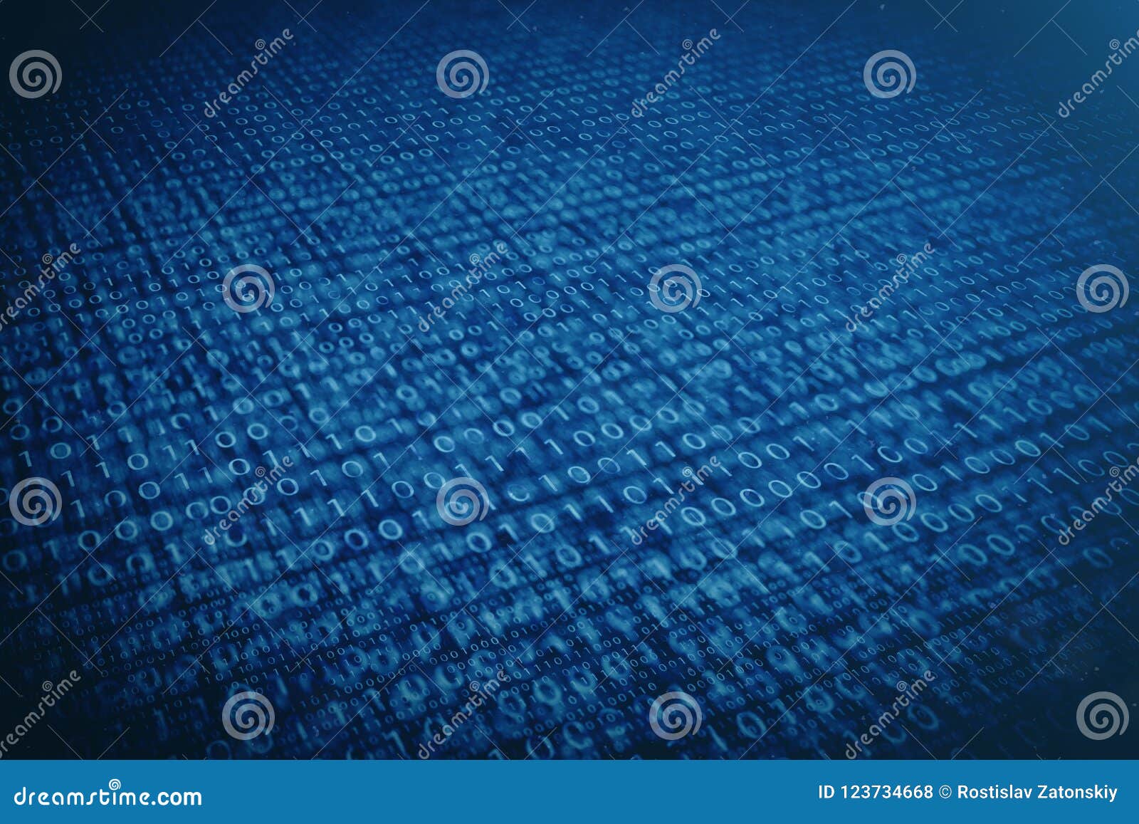 3D Illustration Binary Code on Blue Background. Bytes of Binary Code ...