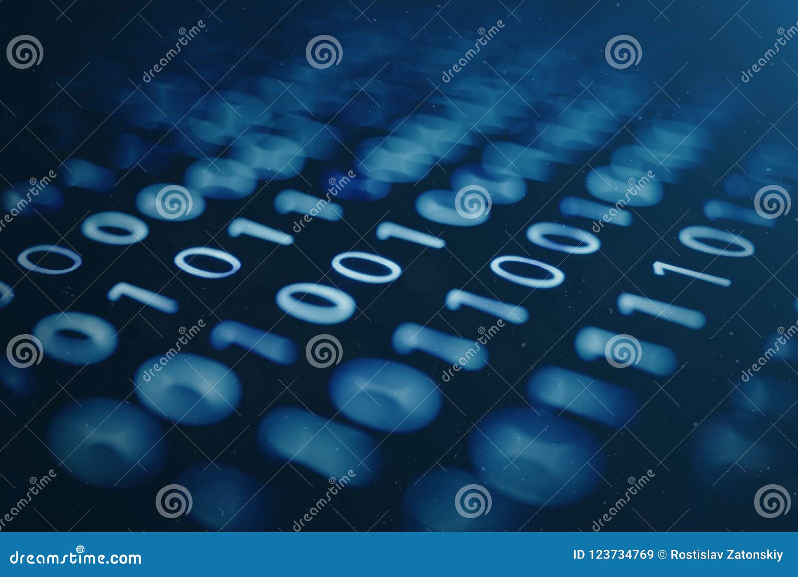 3D Illustration Binary Code on Blue Background. Bytes of Binary Code ...