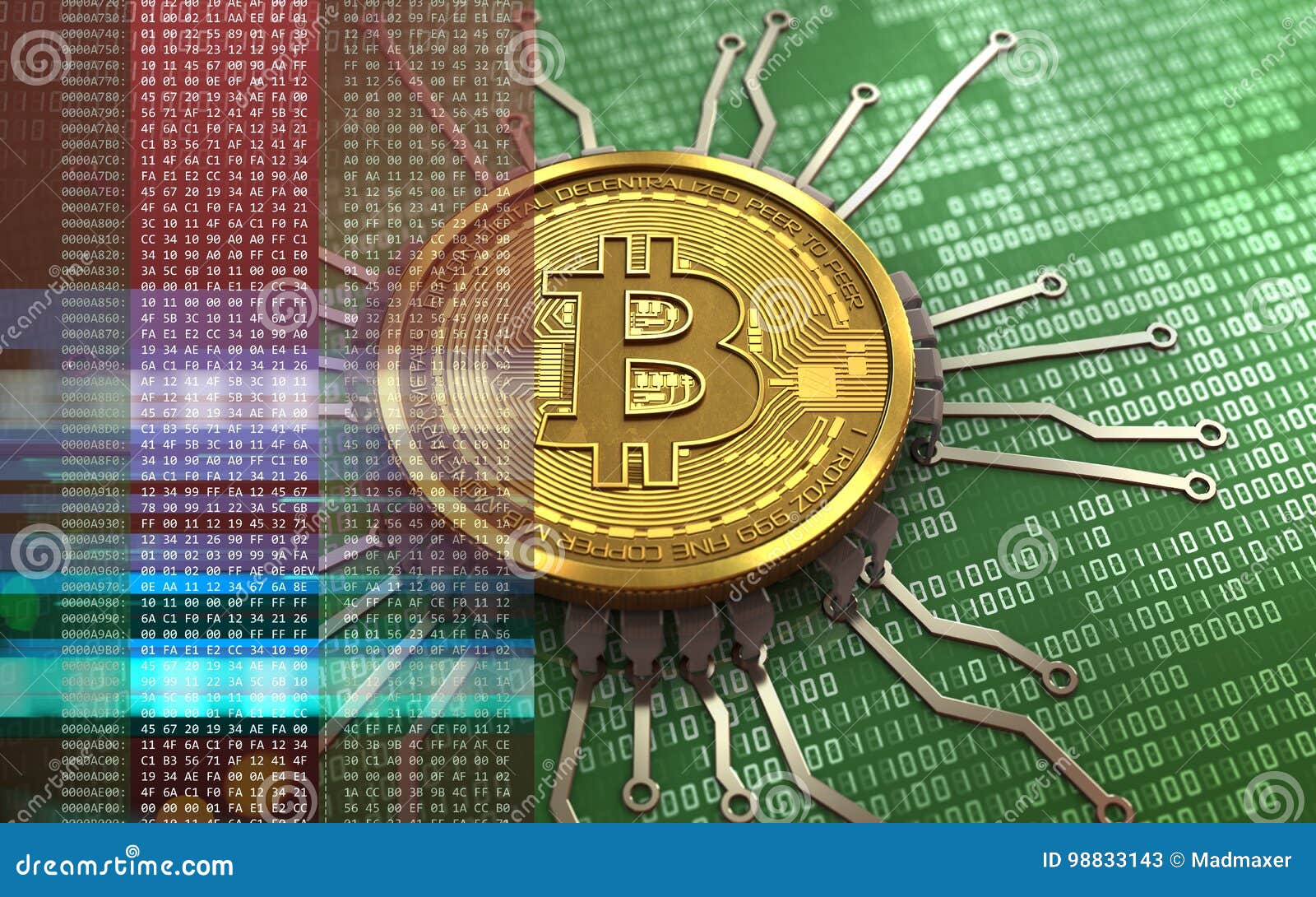 3d bitcoin chip schema stock illustration. Illustration of cyber - 98833143