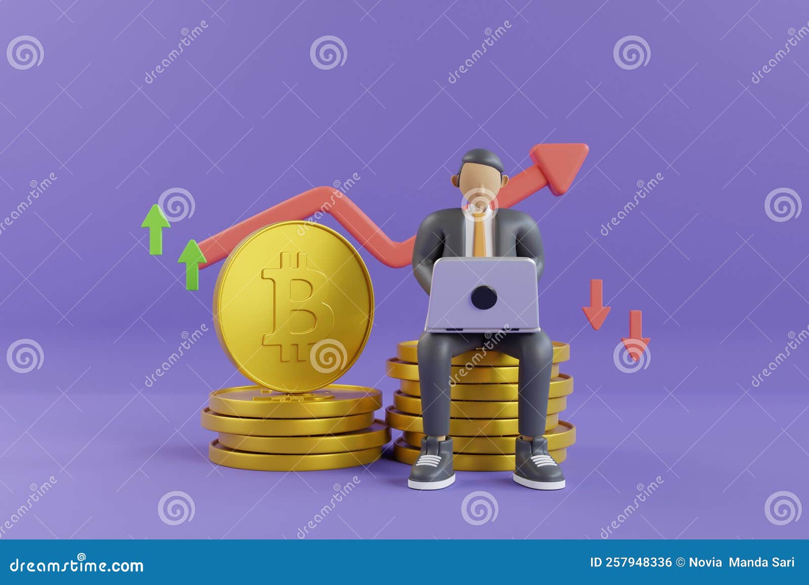 3d Illustration of Bitcoin with Up and Down Arrows. Bull or Bear Market ... 3d Illustration of Bitcoin with Up and Down Arrows. Bull or Bear Market ...